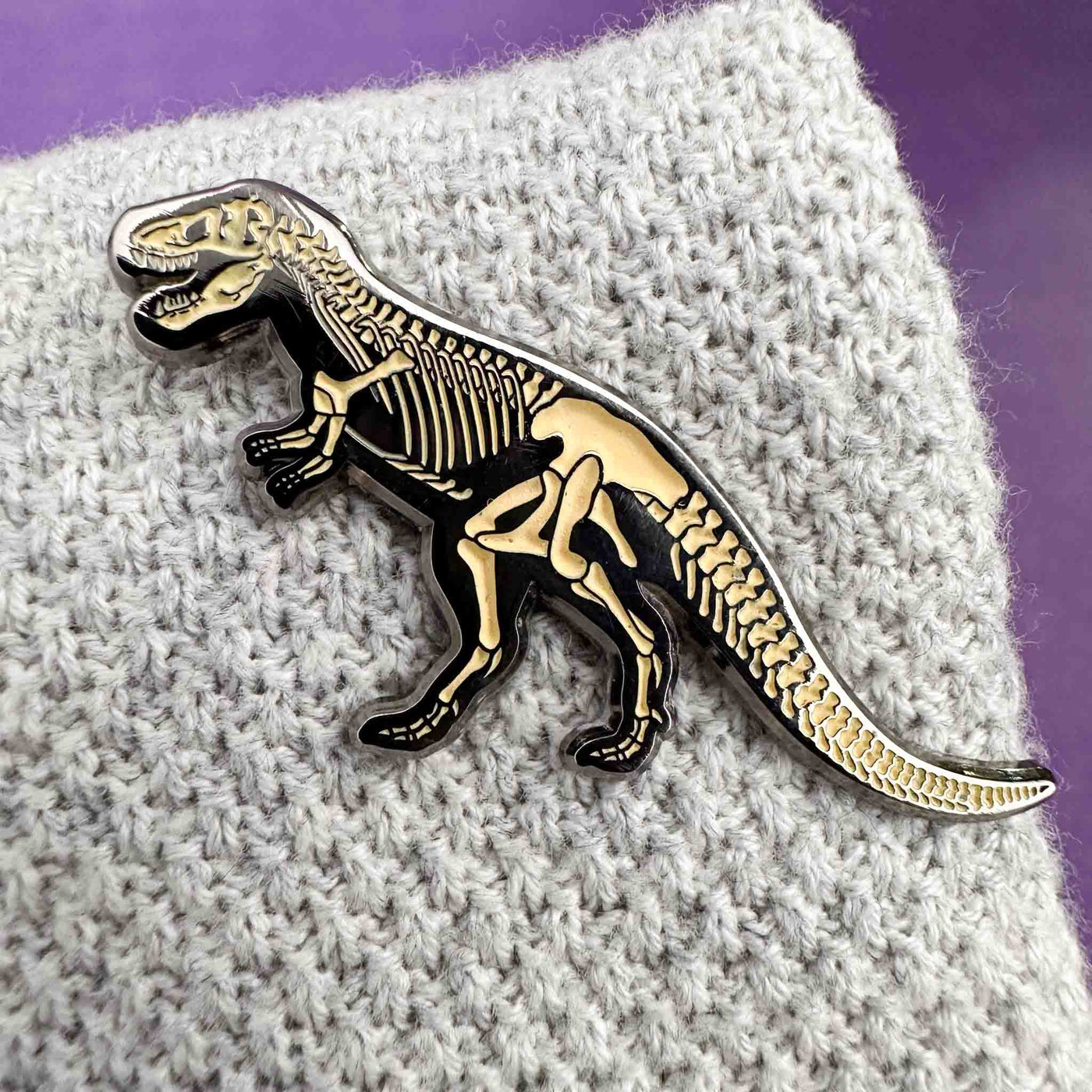 Tyrannosaurus Skeleton Pin — Heebie Jeebies USA